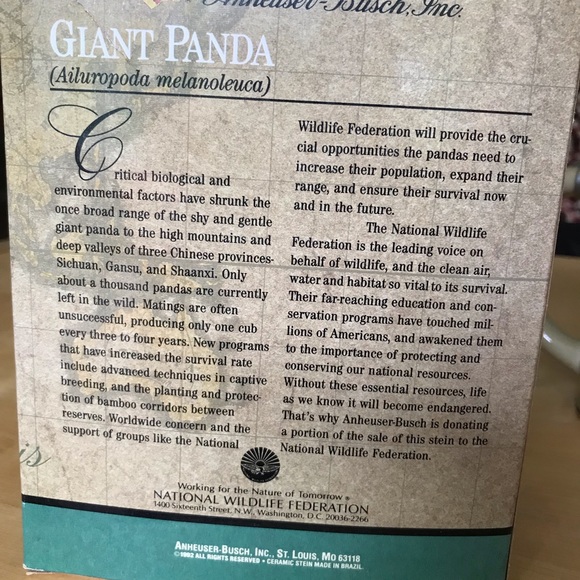 Vintage | Dining | Vintage Giant Panda Stein By Anheuser Busch For ...